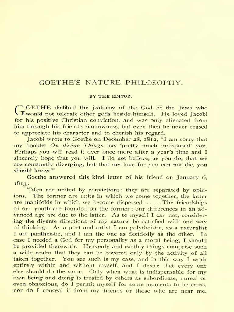Goethes Nature Philosophy | PDF | Johann Wolfgang Von Goethe | God