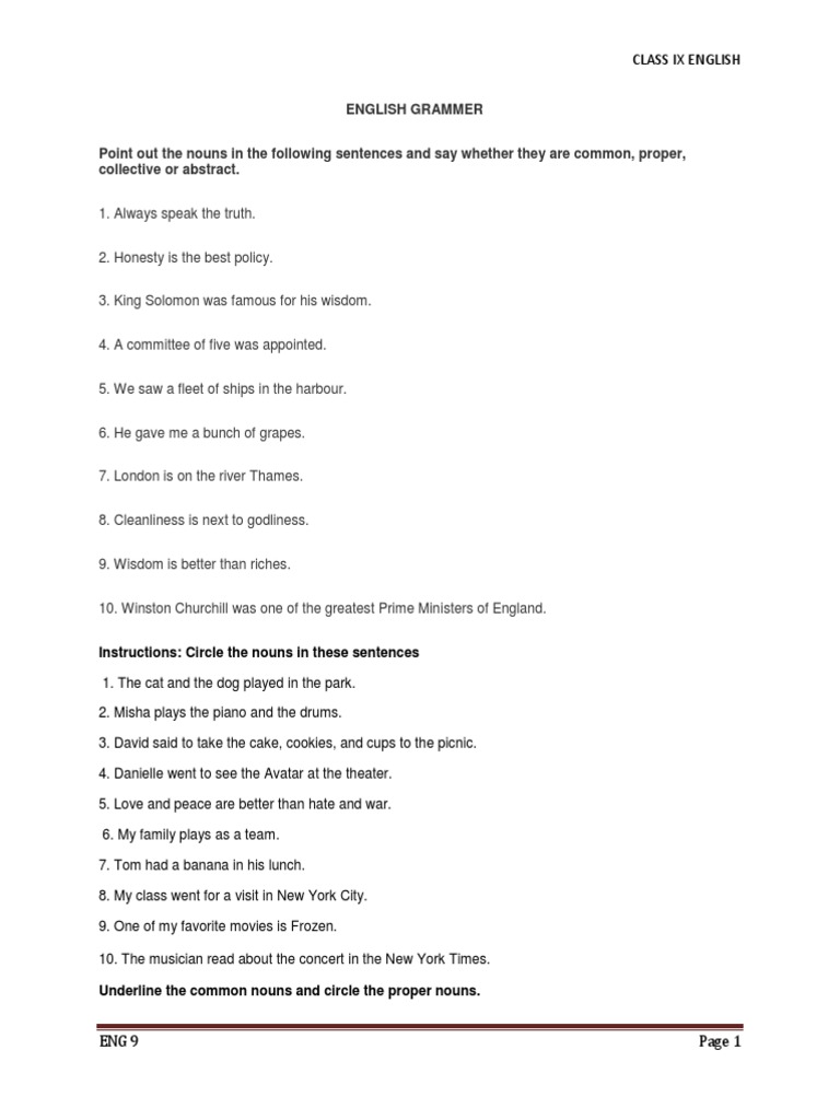 English Grammer For Class 9 | PDF | English Language | Syntax