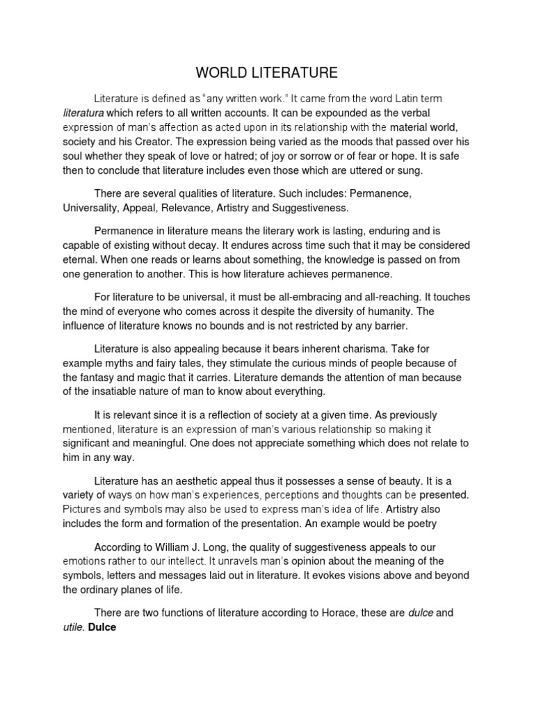 World Literature | PDF | Fairy Tales | Mythology