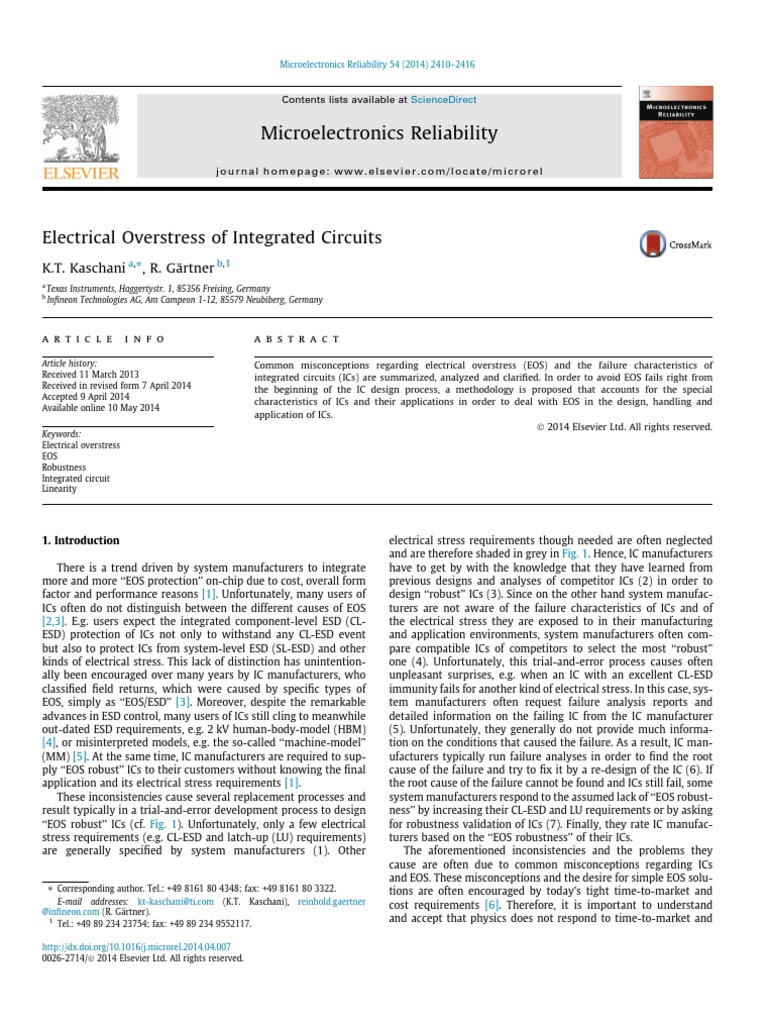 Electrical Overstress of Integrated Circuits | PDF | Electrostatic ...