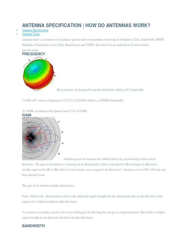 Antenna Specification and Types | PDF | Antenna (Radio) | Polarization ...