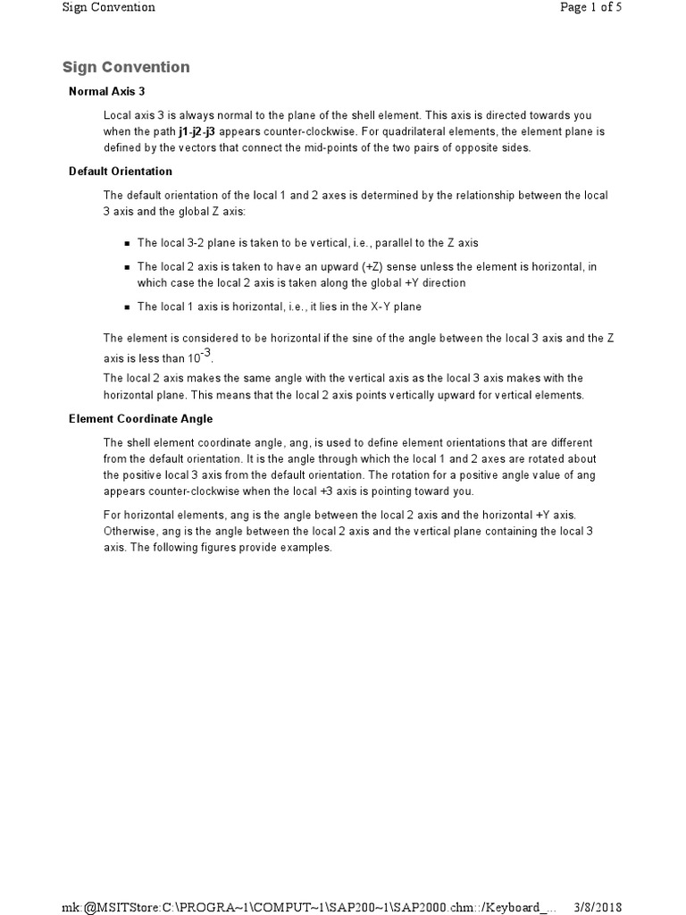 SAP2000 Sign Covention | PDF | Cartesian Coordinate System | Angle