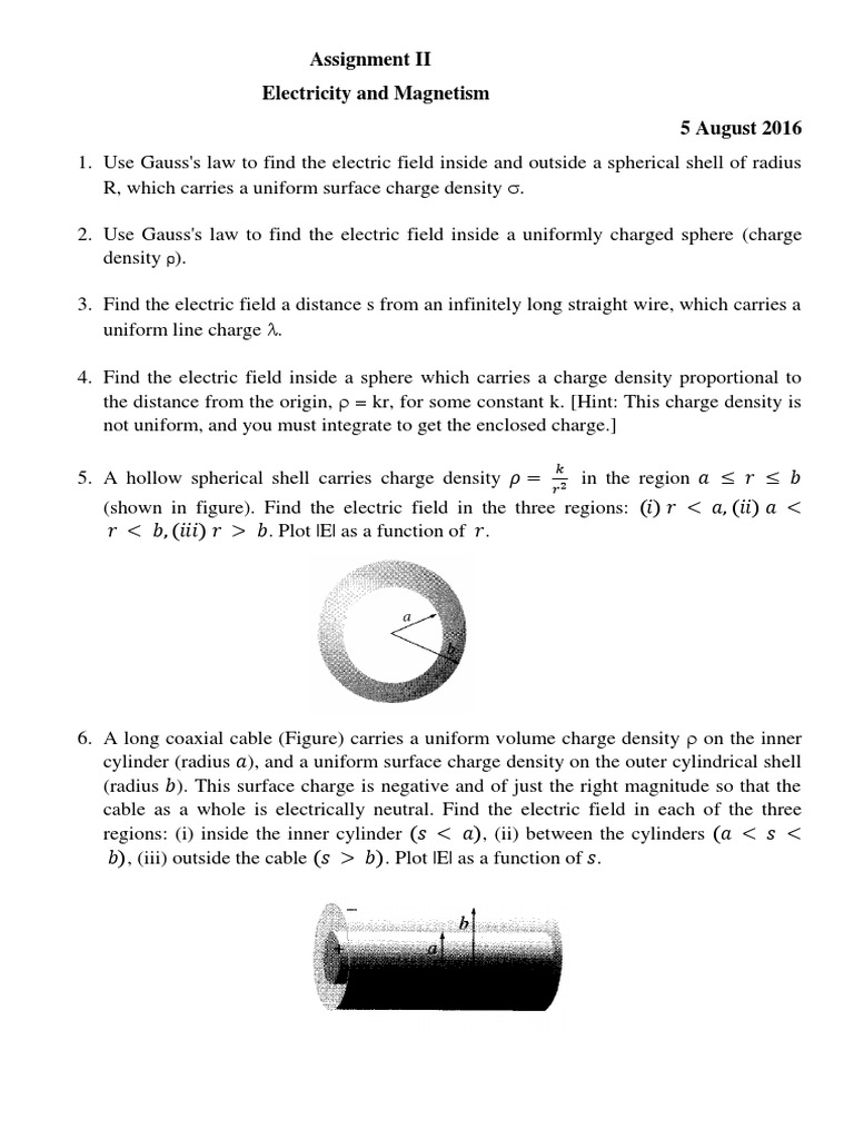 Py201 Assignment Ii Pdf Electric Field Sphere