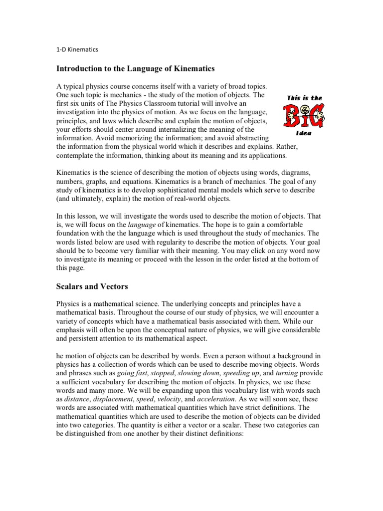 1D Kinematics | PDF | Velocity | Acceleration
