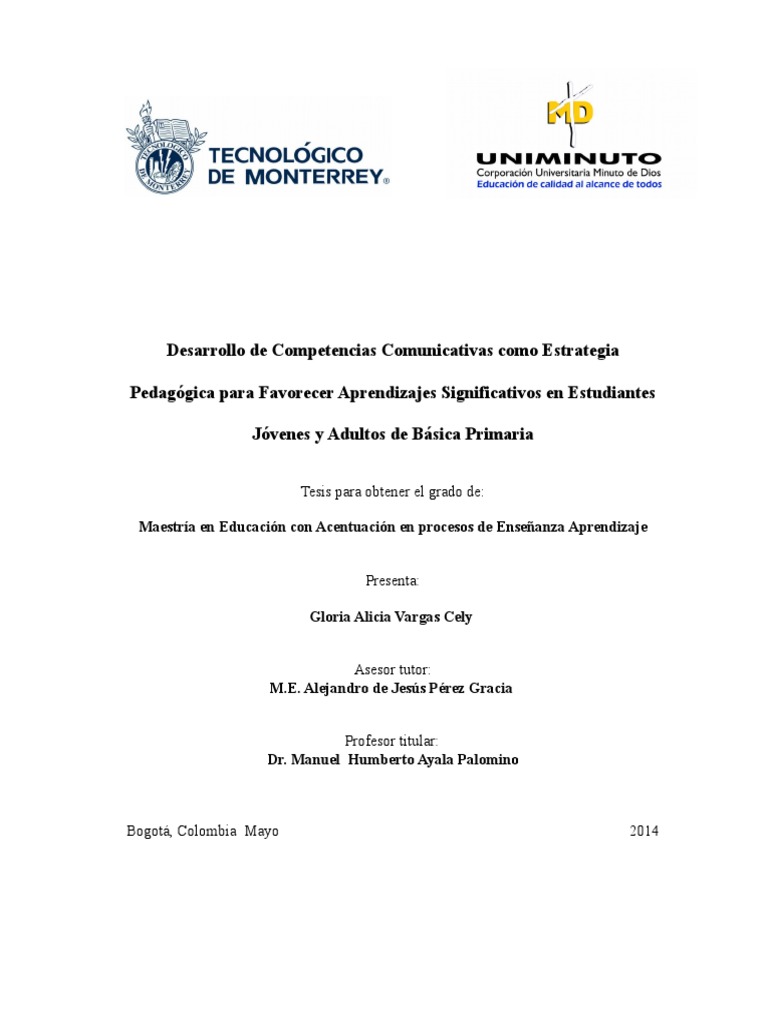 Gloria Alicia Vargas Cely | PDF | Aprendizaje | Educación primaria