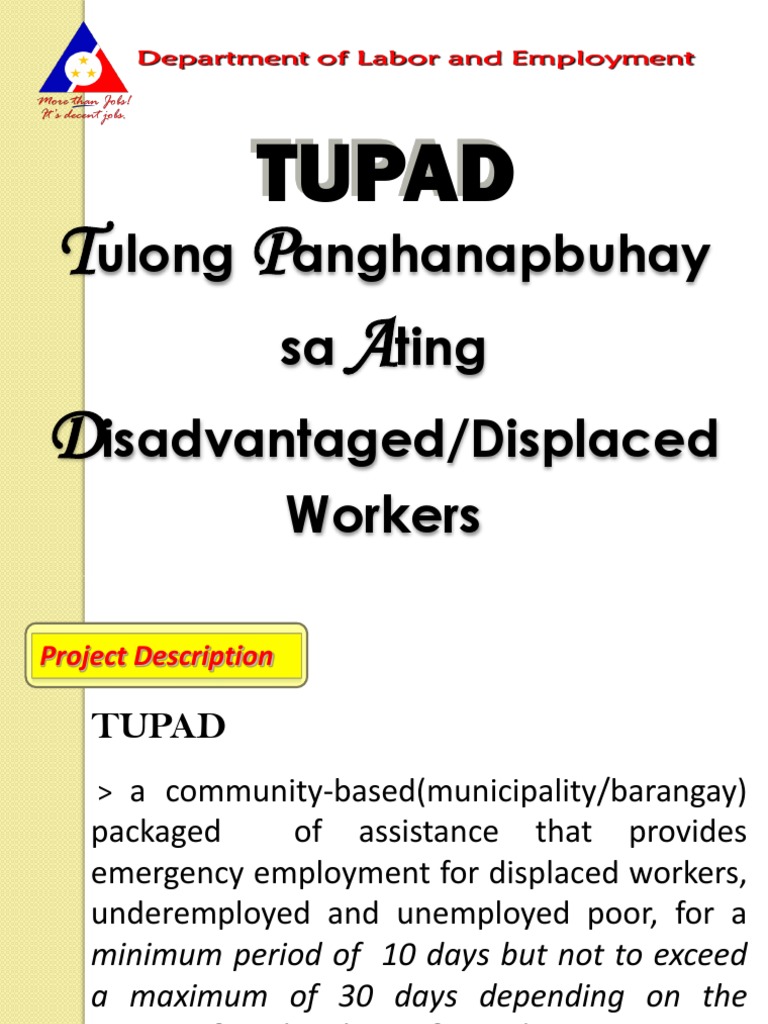 Tupad Orientation Presentation 2017 | PDF | Unemployment Benefits | Traffic