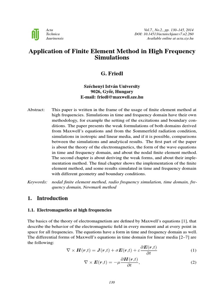 Application of Finite Element Method (FEM) in High Frequency ...