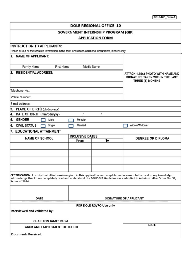 Dole Regional Office 10: Government Internship Program (Gip ...