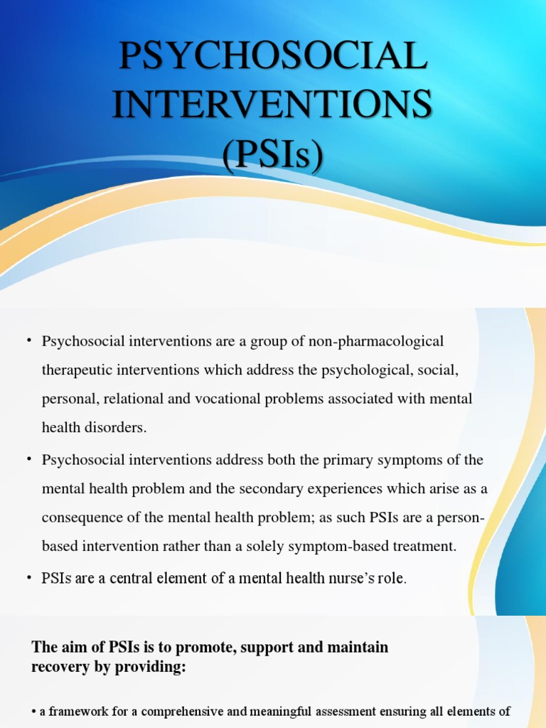 Psychosocial Interventions | PDF | Psychosocial | Psychotherapy