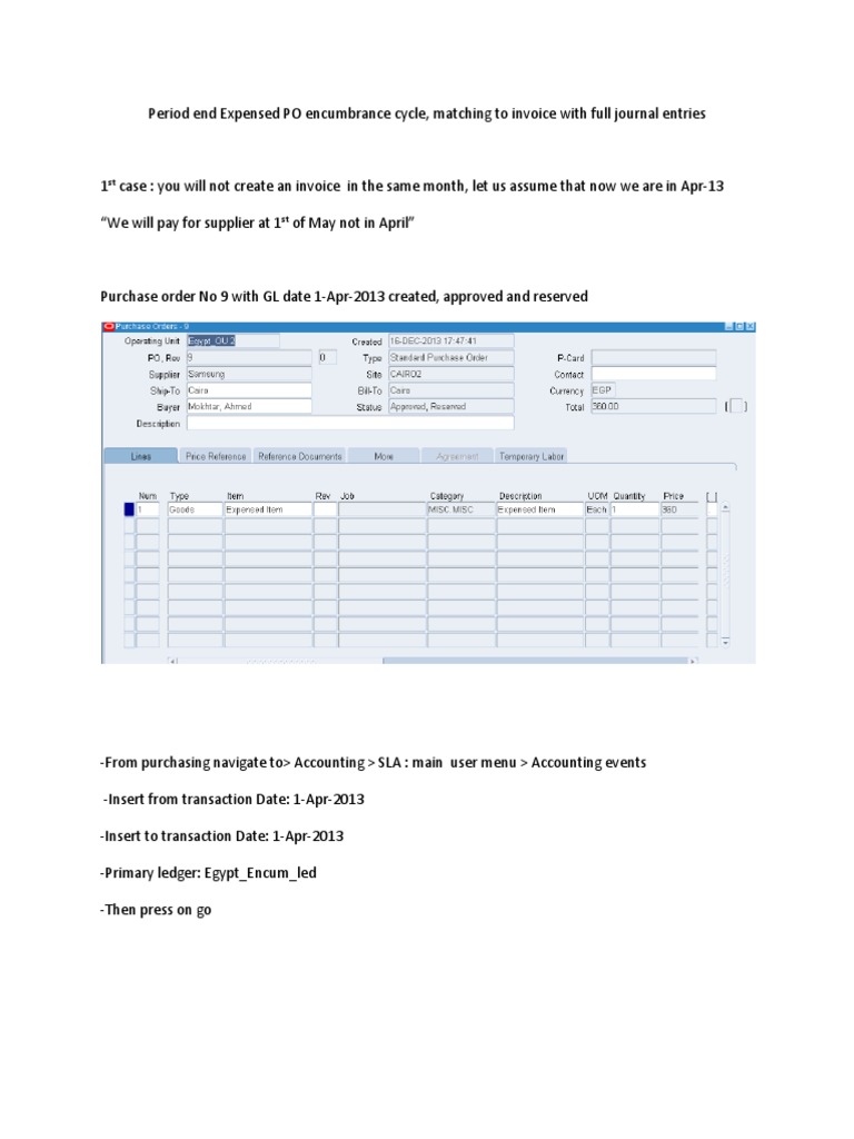 Expensed PO Encumbrance Period End | PDF | Debits And Credits | Corporations