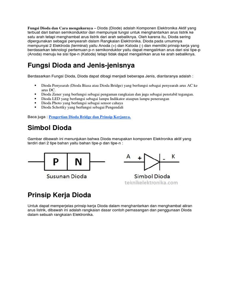 Fungsi Dioda Dan Cara Mengukurnya | PDF | Sains & Matematika | Komputer