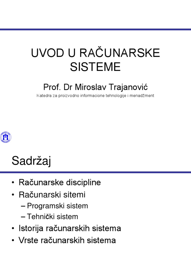 IKT P1 Uvod U Racunarske Sisteme | PDF