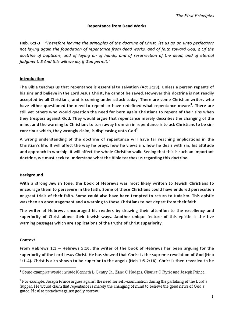 Repentance From Dead Works PDF | PDF | Repentance | Sin