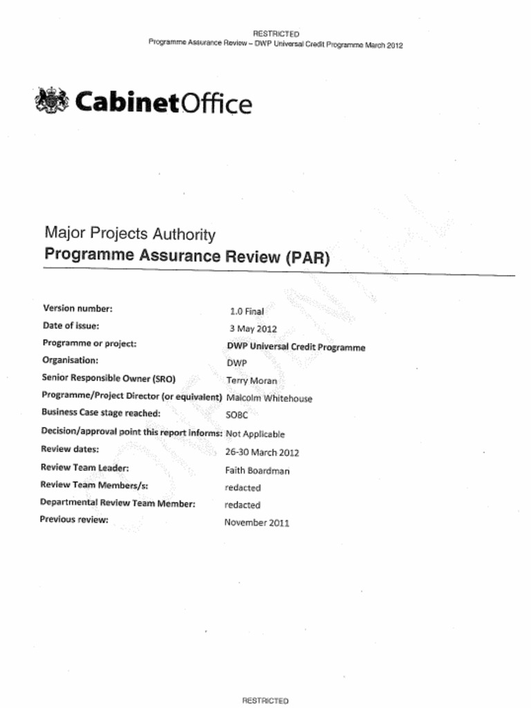 Universal Credit PARs | PDF