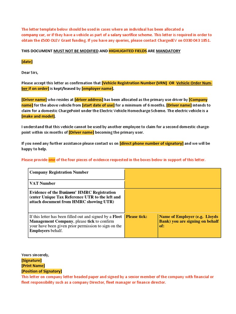 Company Car Template | PDF