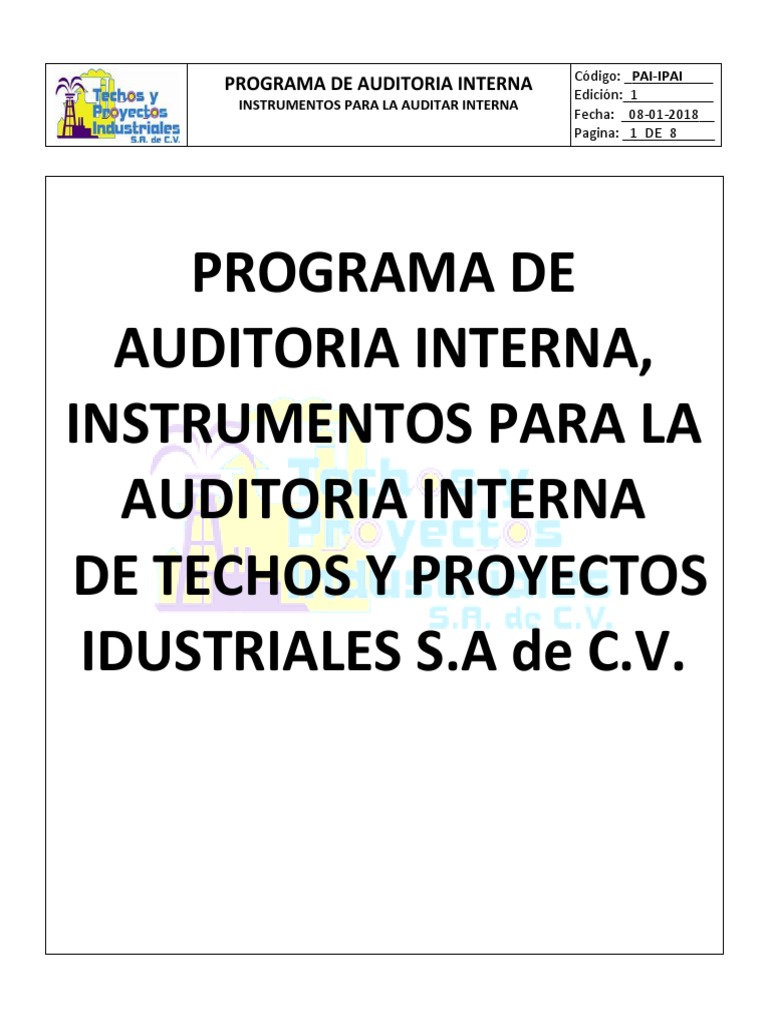 Programa de Auditoria Interna | PDF | Gestión de recursos humanos ...