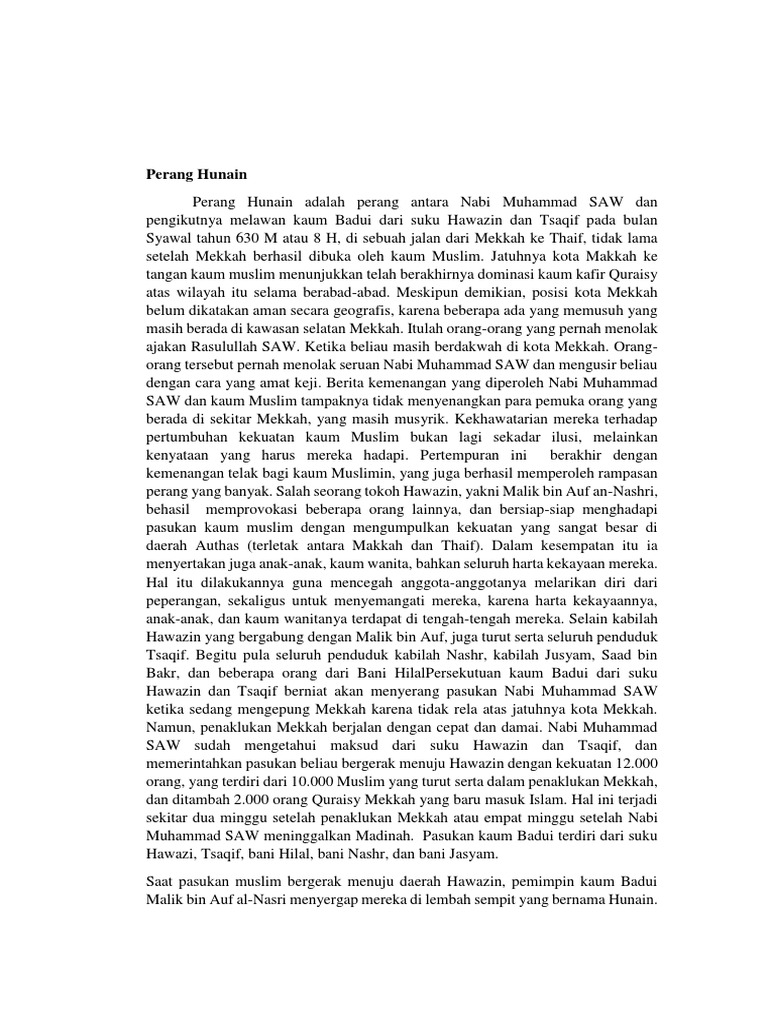 Sejarah Perang Hunain dan Khandaq | PDF