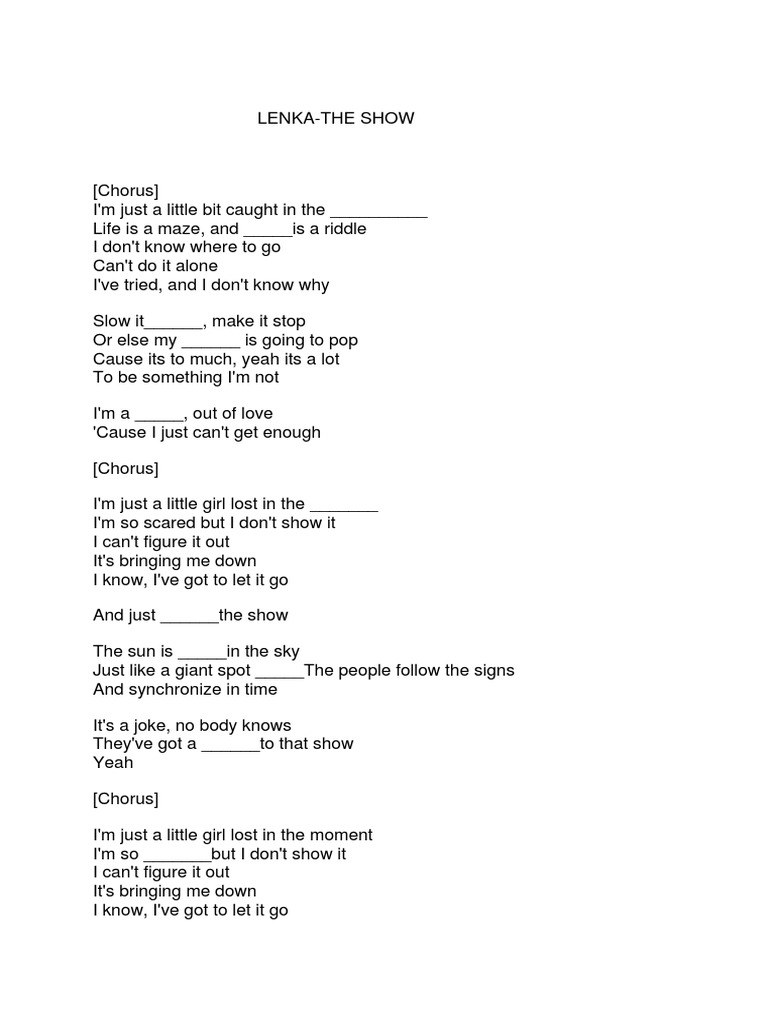 Lenka Show Lyrics | PDF