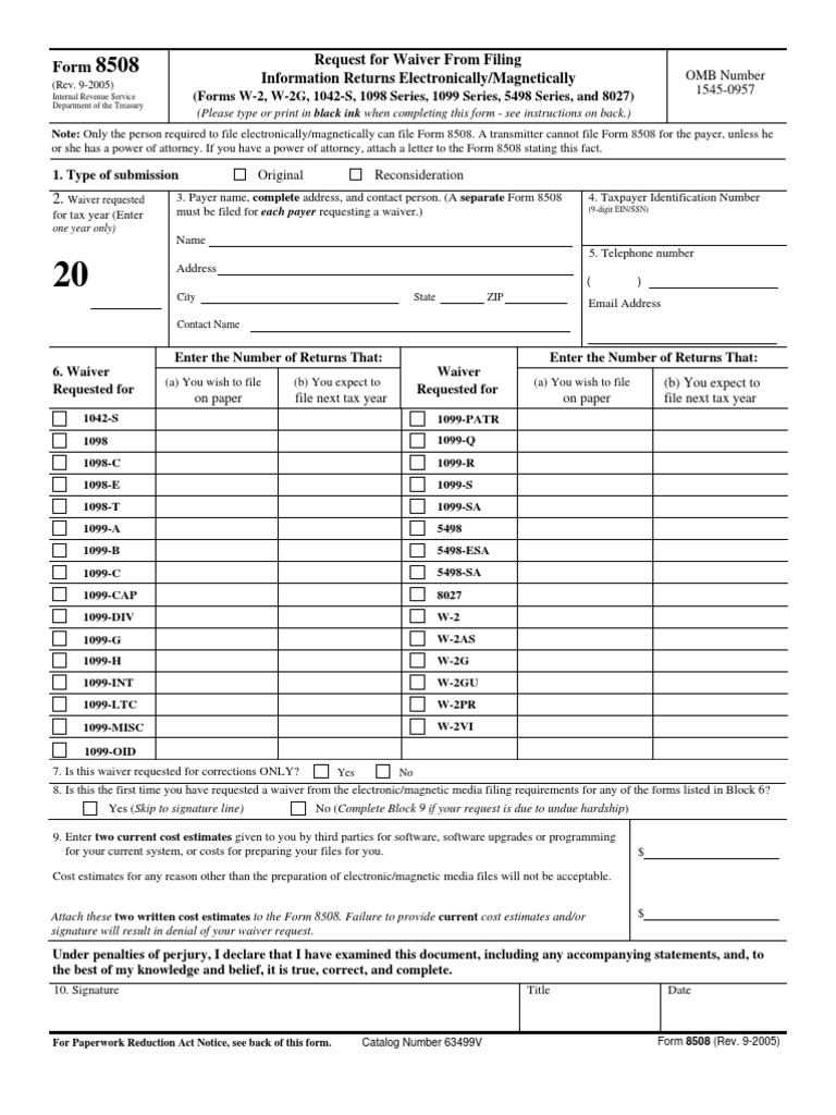 F 8508 | PDF | Irs Tax Forms | Internal Revenue Service