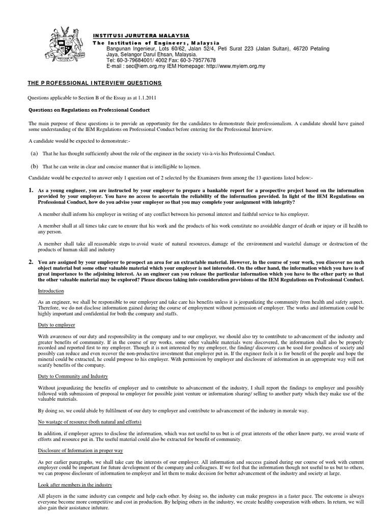 Code of Ethics Answer 1 | PDF | Employment | Profession