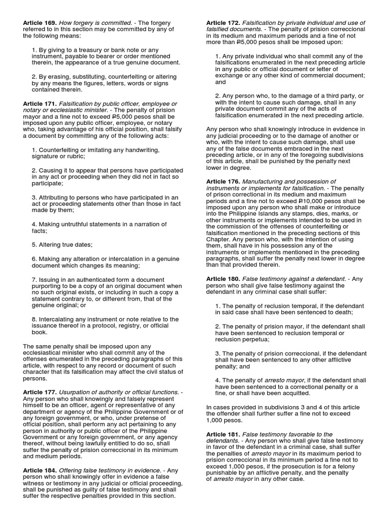 Falsified Documents. - The Penalty of Prision Correccional | PDF ...