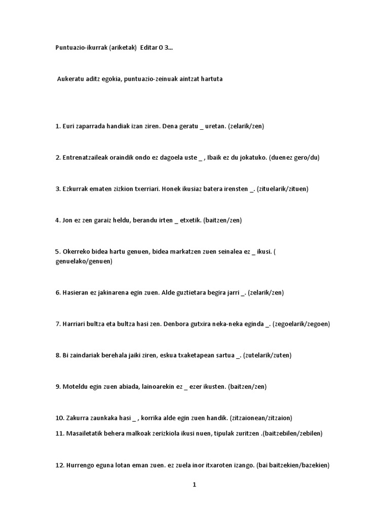 Puntuazioa Ariketak | PDF