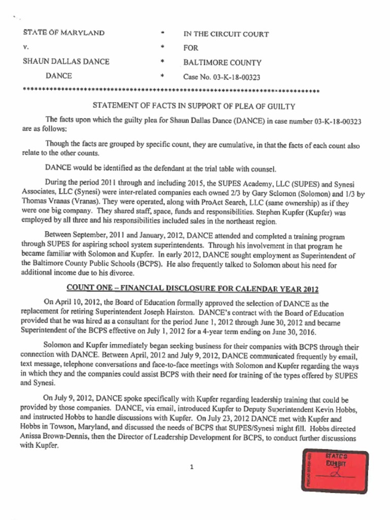 Statement of Facts in Support of Guilty Plea | PDF