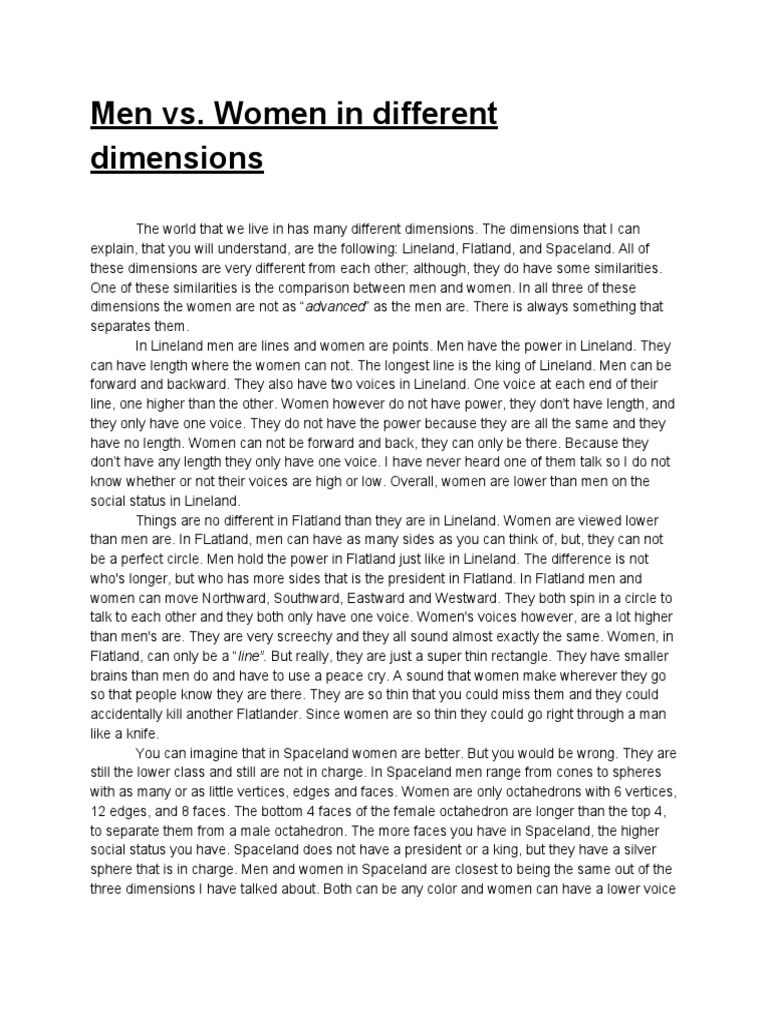 Gender Hierarchies in Dimensions | PDF | Flatland