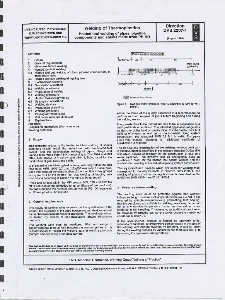 Standard DVS 2207-1 For Butt Fusion Welding | PDF | Electric Heating | Welding