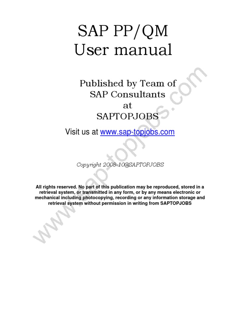 Sap PP/QM User Manual: Published by Team of SAP Consultants at ...