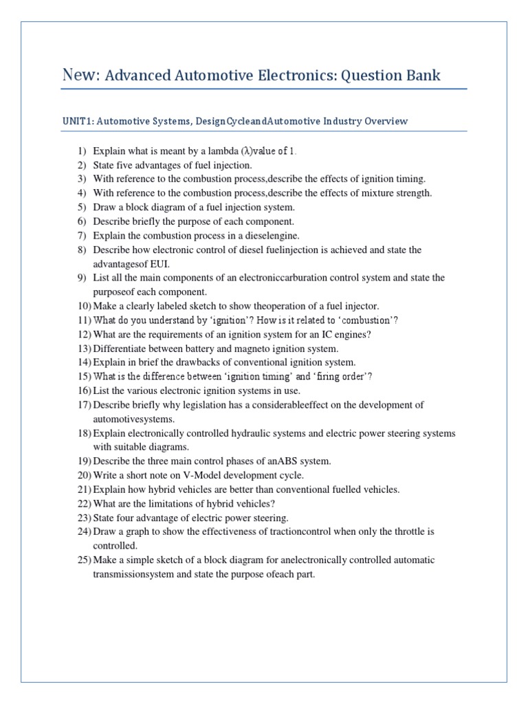 InSem AAE QB New Questions | Download Free PDF | Vehicle Technology | Transportation Engineering