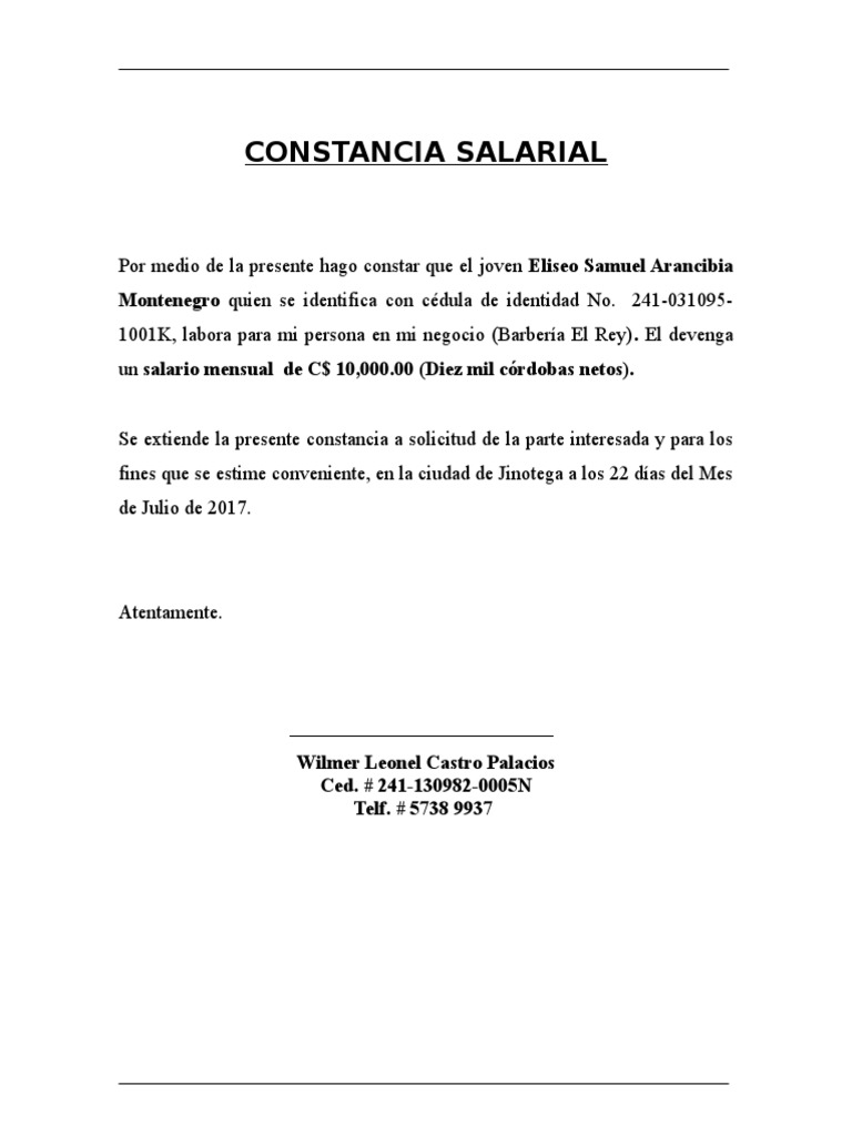 Constancia Salario Modelo | PDF