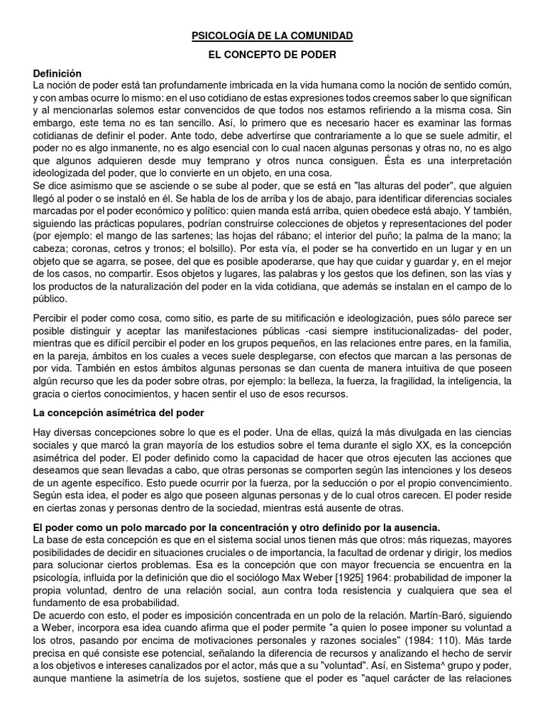 El Concepto Del Poder Y Características de La Noción de Poder. | PDF ...