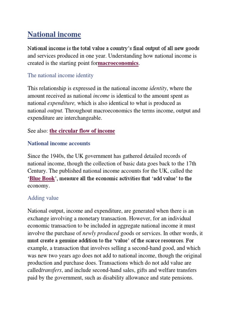 National Income: Macroeconomics | PDF | Measures Of National Income And ...