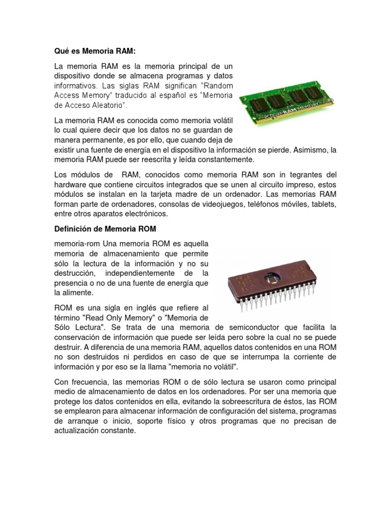 Qué Es Memoria RAM | PDF | Almacenamiento de datos de la computadora ...