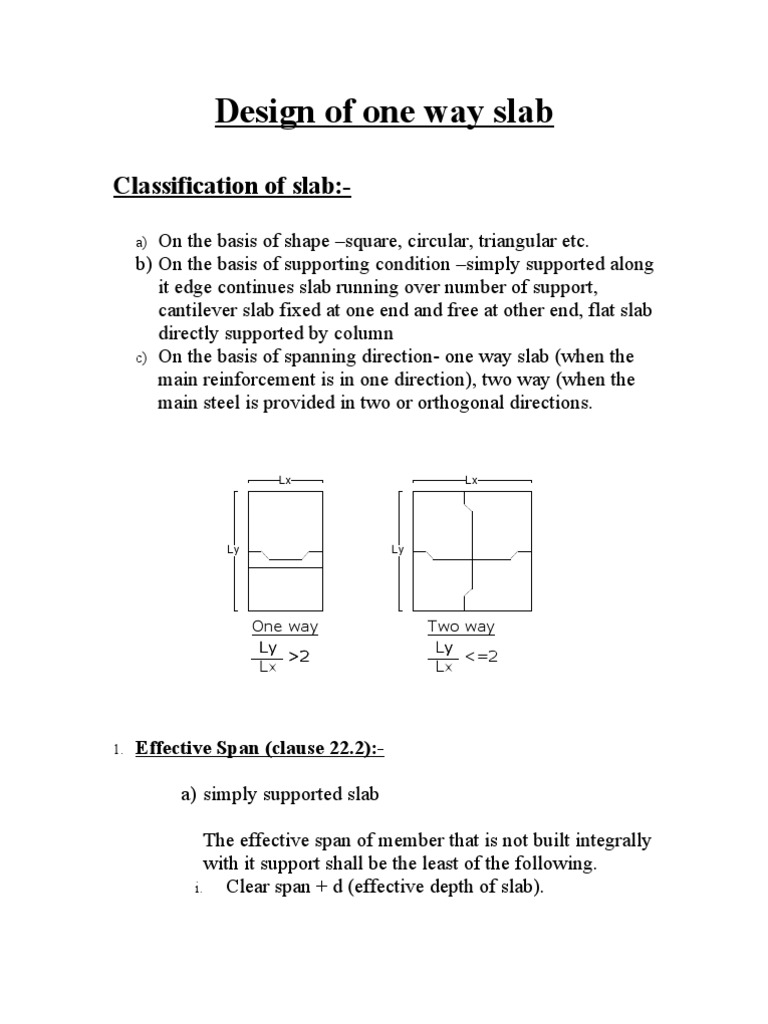 Design of One Way Slab | PDF | Column | Beam (Structure)