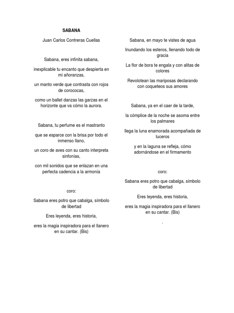 Letra Sabana y Nació La Criolla | PDF | Ocio | Entretenimiento (general)