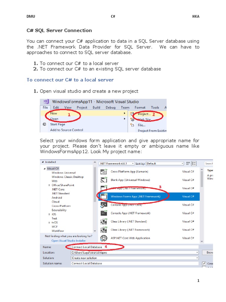 Csharp Connect To Sql Server Pdf Pdf Microsoft Sql Server Sql