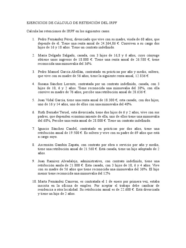 Ejercicios IRPF 1. | PDF