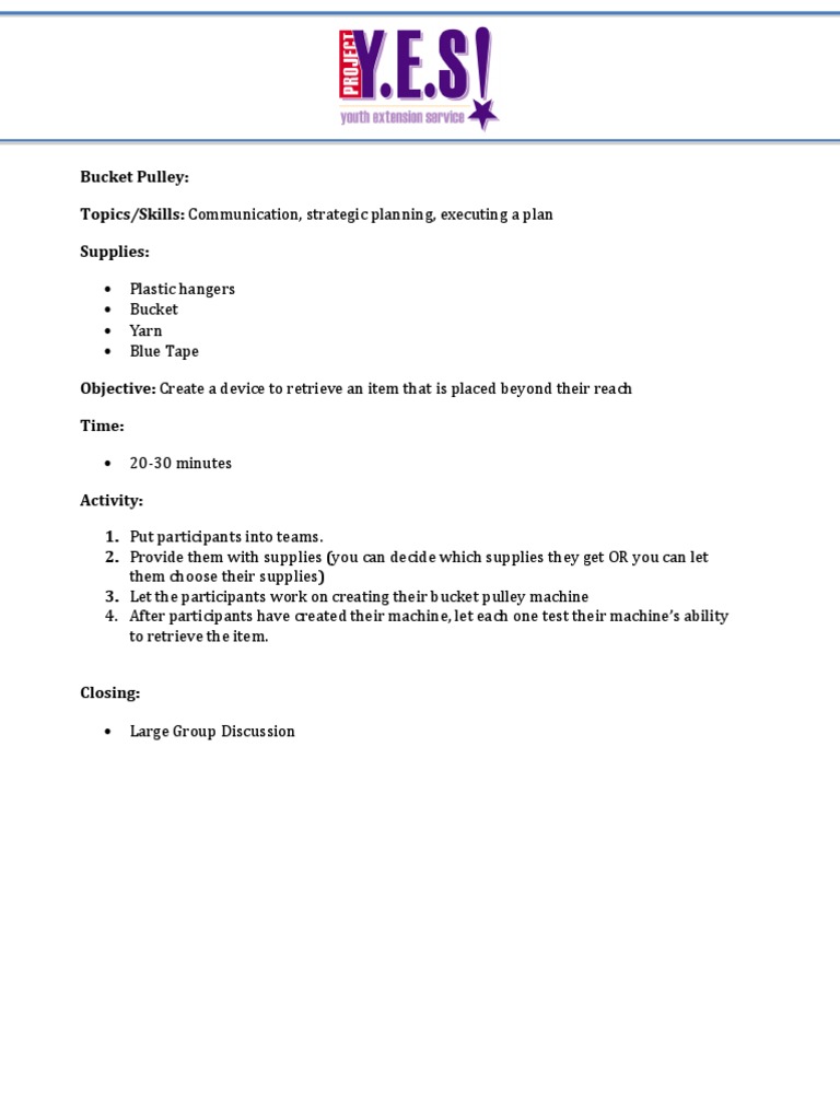 Bucket Pulley Activity Guide | PDF | Art