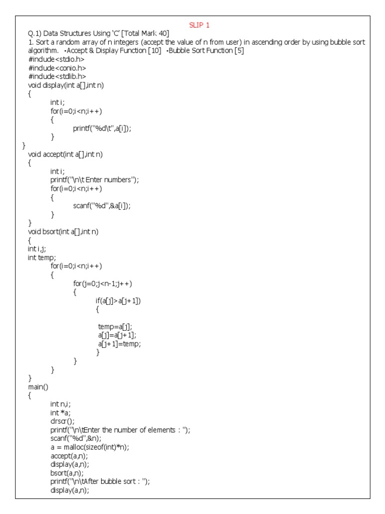 Final Slip | PDF | Algorithms And Data Structures | Areas Of Computer ...