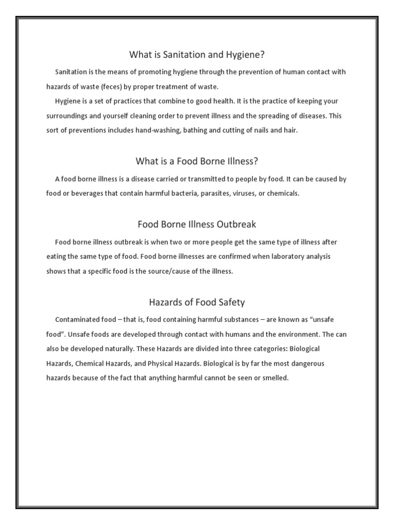 What Is Sanitation and Hygiene 1 | PDF | Hazard Analysis And Critical ...