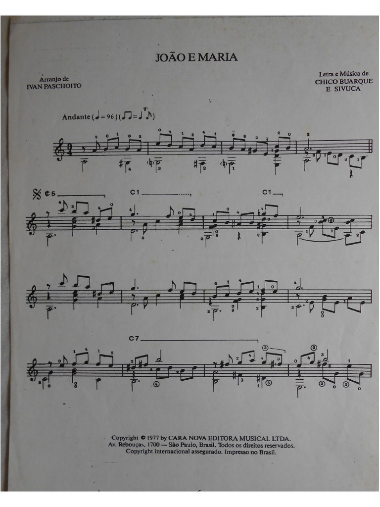 Joao e Maria Partitura Chico Buarque e Sivuca Arranjo para Violao PDF | PDF