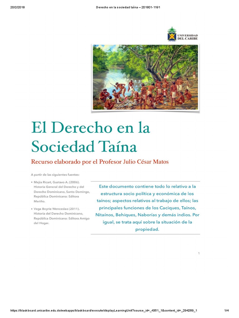 Derecho en La Sociedad Taína | PDF