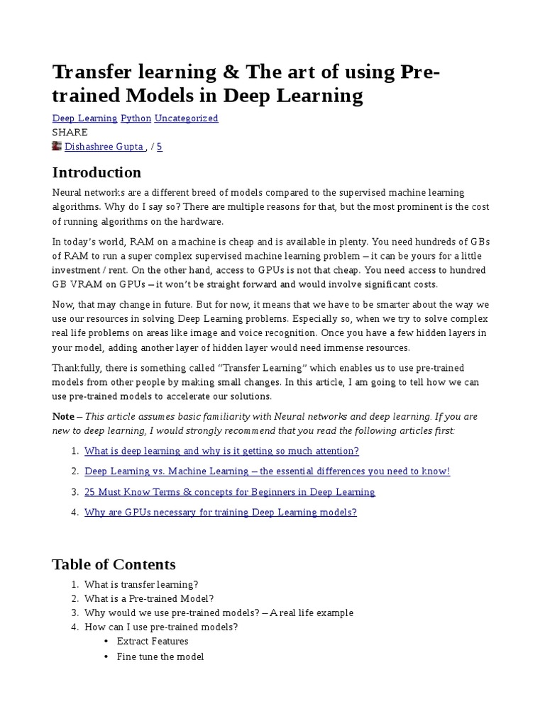 Using Pre-Trained Models | PDF | Deep Learning | Artificial Neural Network