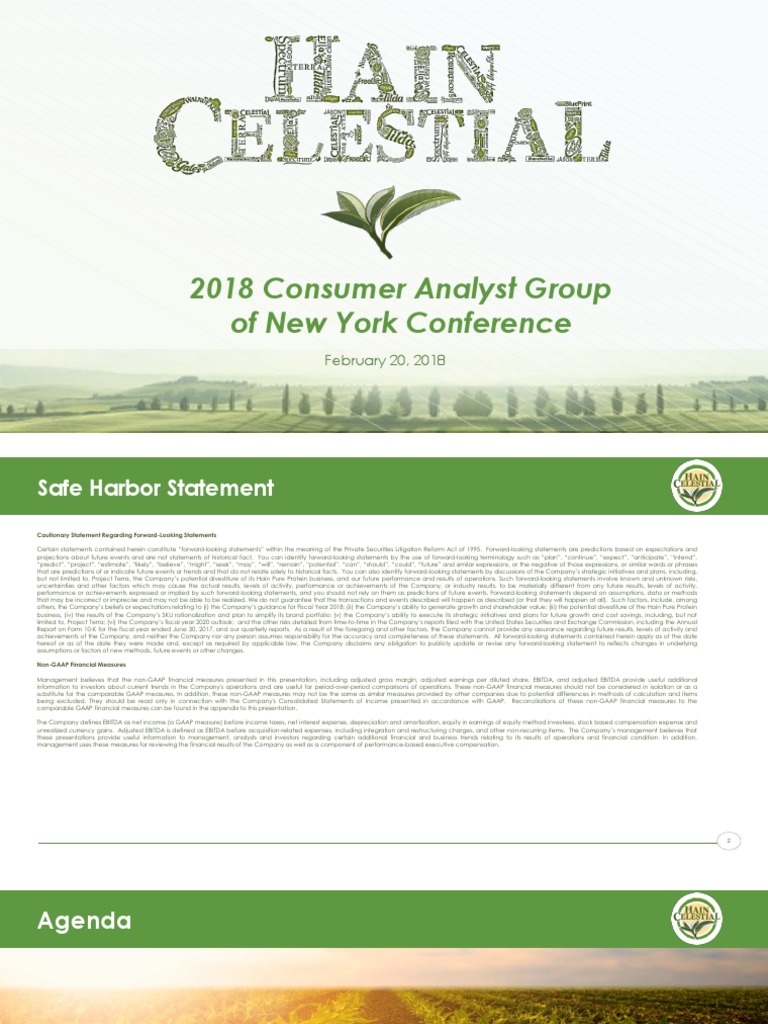 HAIN Hain Celestial 2018 Cagny | PDF | Earnings Before Interest | Business
