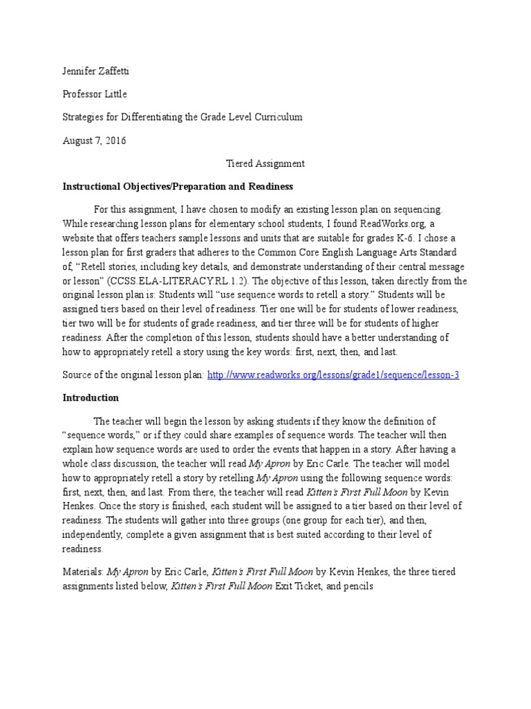Tiered Assignment | Download Free PDF | Lesson Plan | Teachers