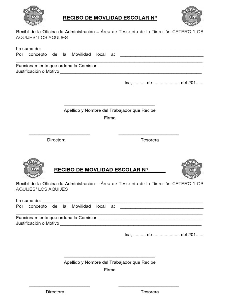 Recibo Movilidad Escolar | PDF