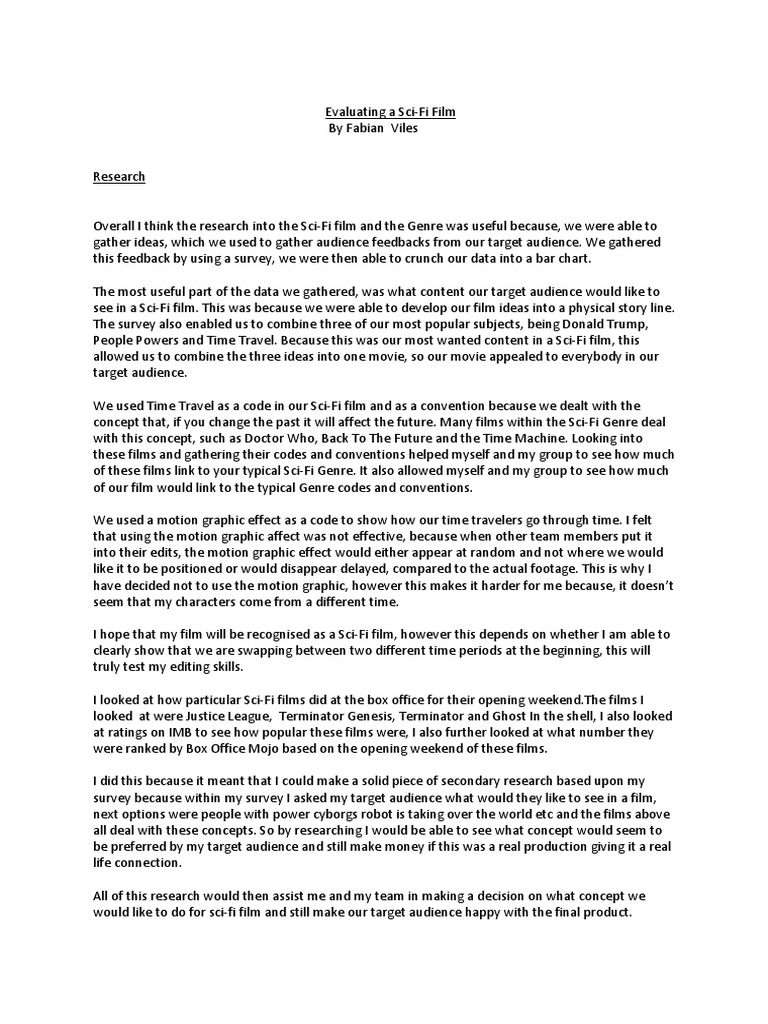 Sci-Fi Evaluation Final 1 | Download Free PDF | Science Fiction | Leisure