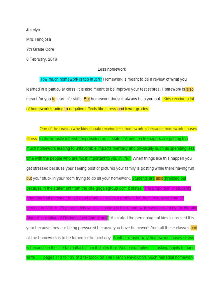 Jocelyn - Argumentative Essay | PDF | Homework | Pedagogy